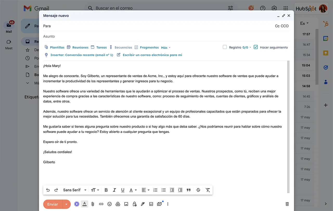 Generador de Correos con IA | Redacta emails en segundos | HubSpot